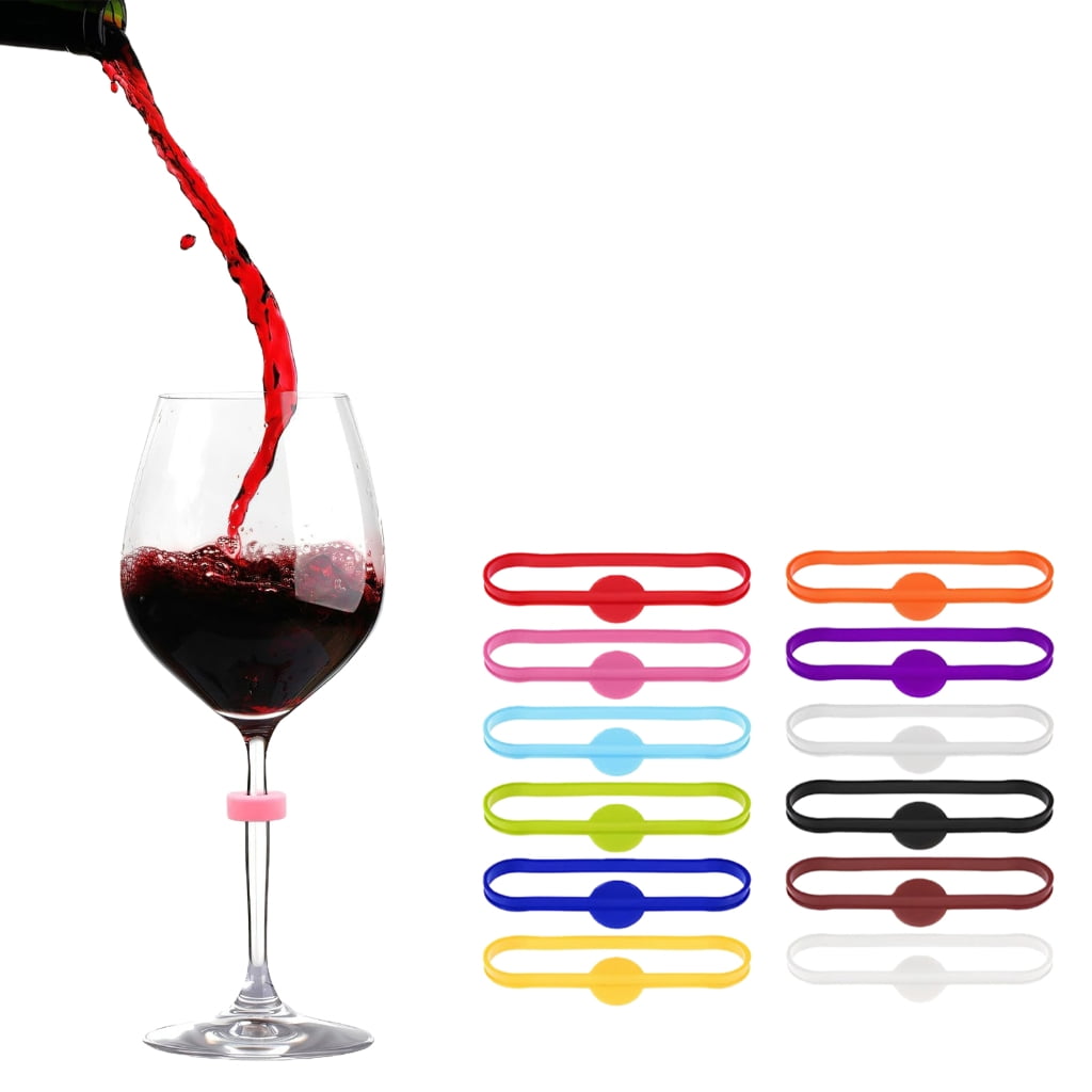 lanema Nontoxic Silicone Wine Glass Labels Color Coded Cup Clips For ...
