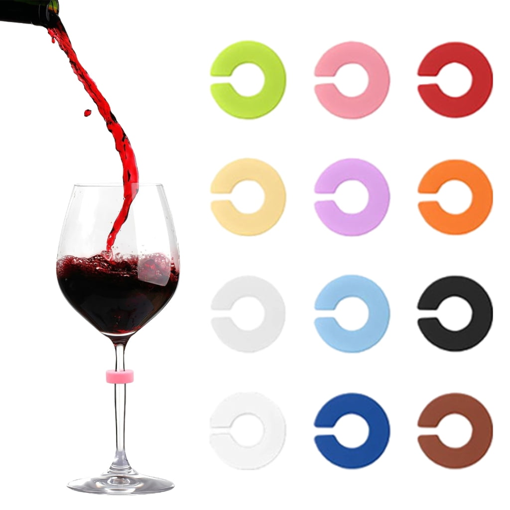 lanema Nontoxic Silicone Wine Glass Labels Color Coded Cup Clips For ...