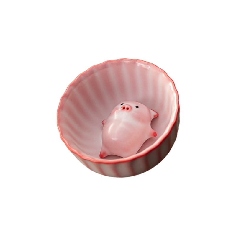 lanema Pig Ceramics Cup Hiddens Inside Teacup,Cartoon Pippy Figurine ...