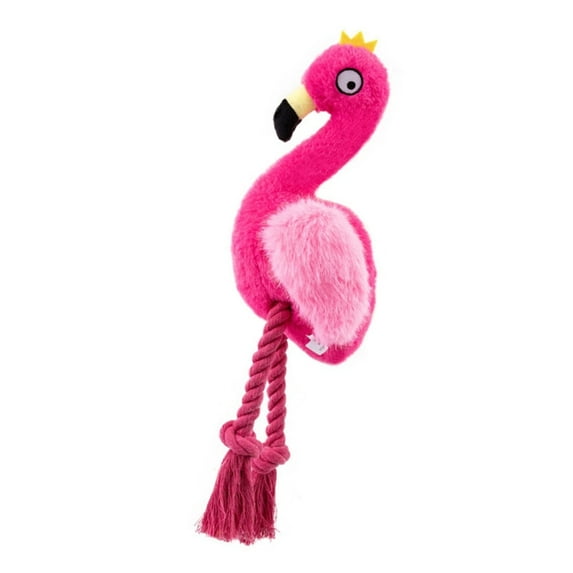 lanema Plush Flamingo Dog Chew Toy Cotton Rope Interactive Squeaky ...