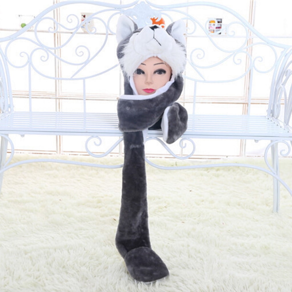 lanema Plush Hat Novelty Cap costume Beanie With Long Paws-Wolf ...