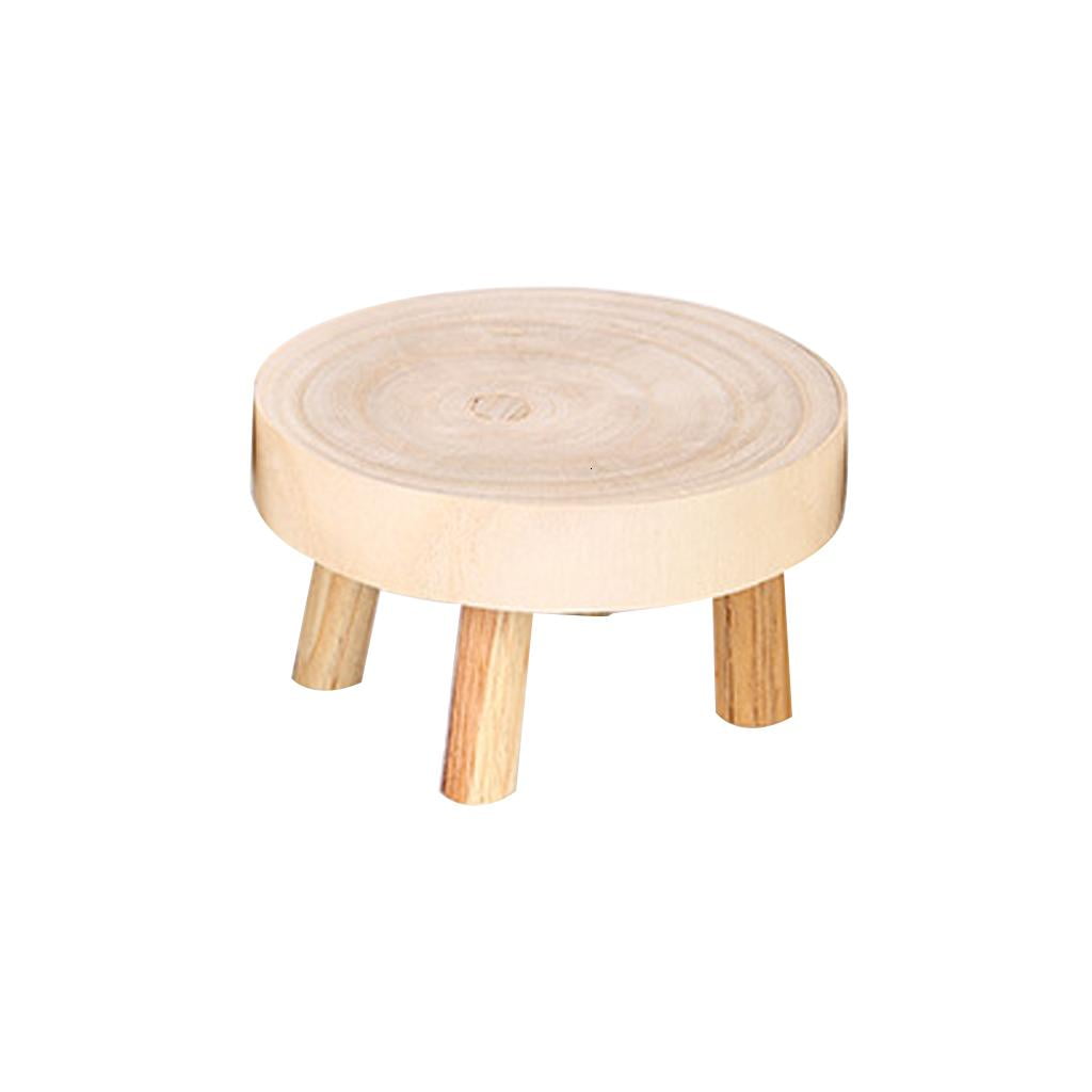 lanema Printed Solid Wood Stool Flower Stand Round for Bench Plant and ...