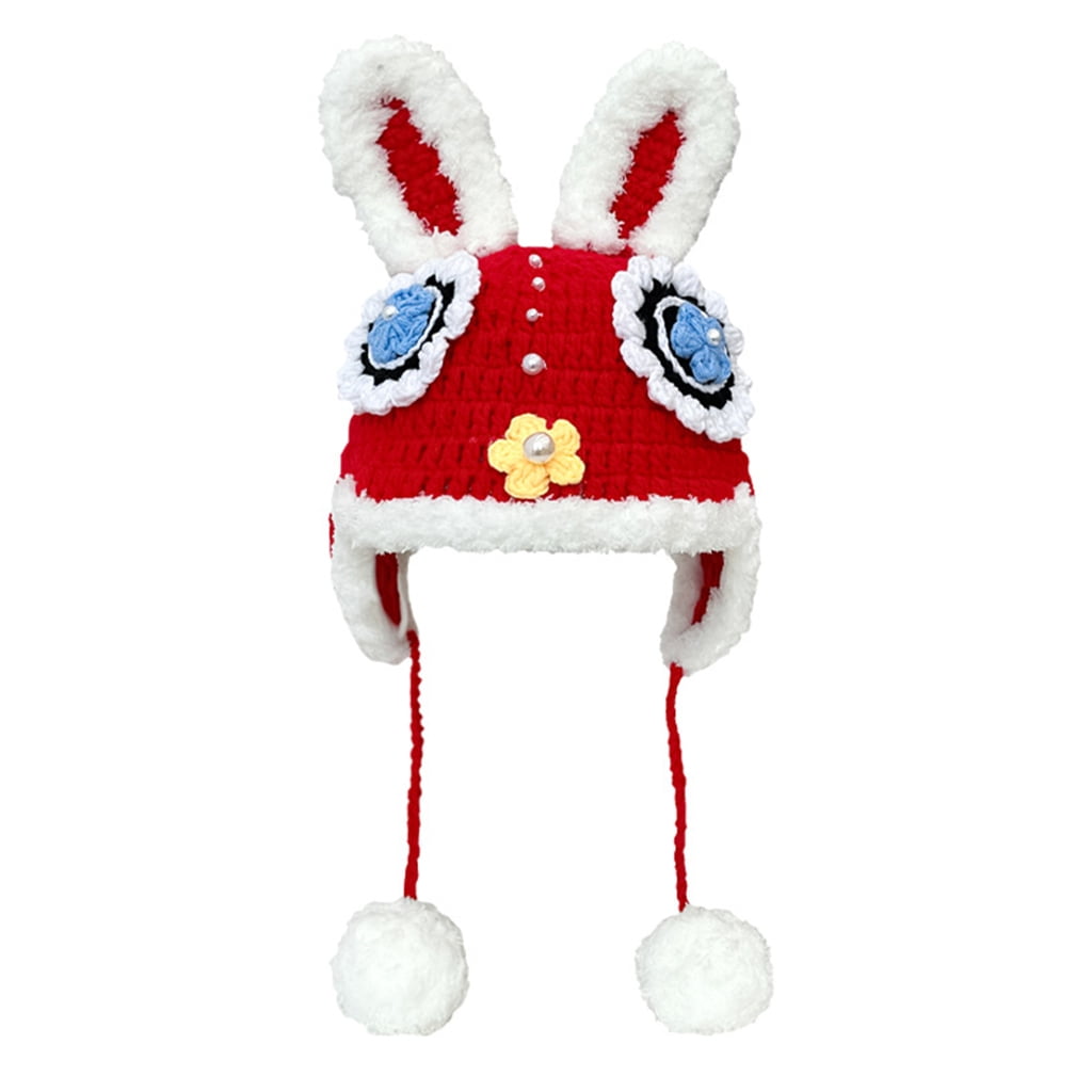 lanema Rabbit Earflap Hat Chinese NewYear Hat Red Rabbit Mascot Hat ...