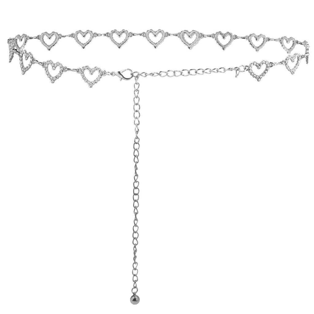lanema Rhinestones Love Heart Waist Chain Metal Belly Chain Belt for ...