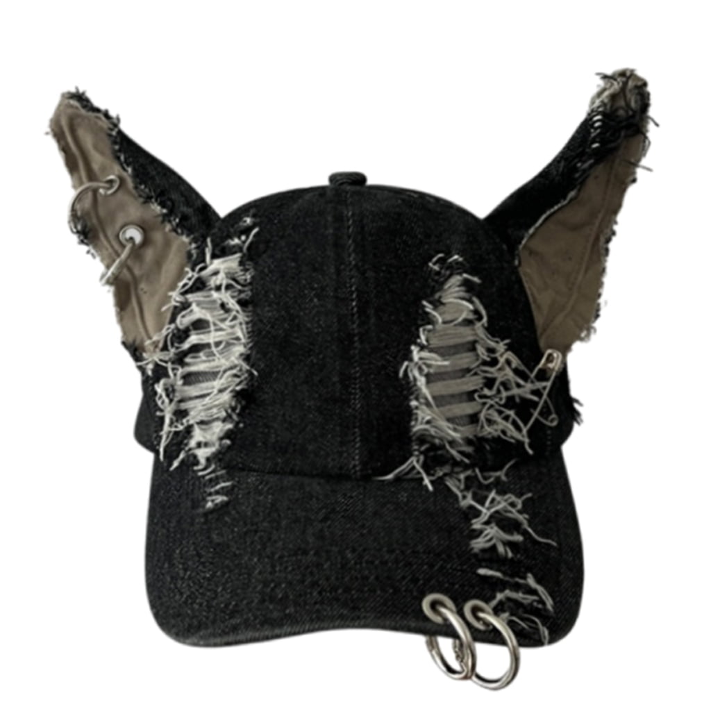 lanema Ripped Fabric Baseball Hat with Dog Ears Sun Hat Outdoor ...