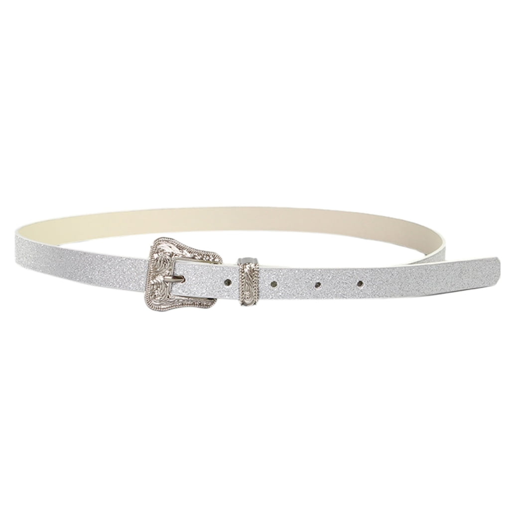 lanema Shimmering PU Waist Belt with Carved Floral Buckle for Girls ...