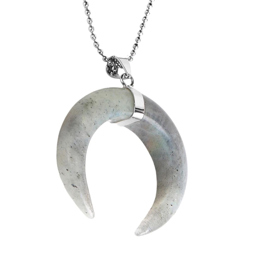lanema Silver Color Half Moon Pendant Necklace Stylish Crescents Moon ...