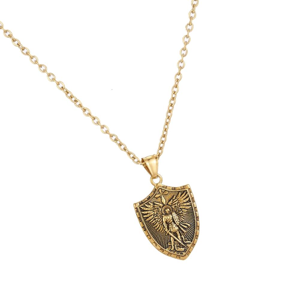 lanema Simple Archangel Pendant Necklace Stylish Angelic Shield Pendant ...