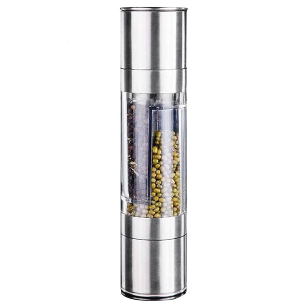 lanema Stainless Steel Double Head Grinder Pepper Mill Manual Salt ...