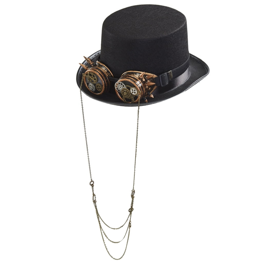 lanema Steampunk Hat Steampunk Top Hat For Men With Goggles Steampunk ...