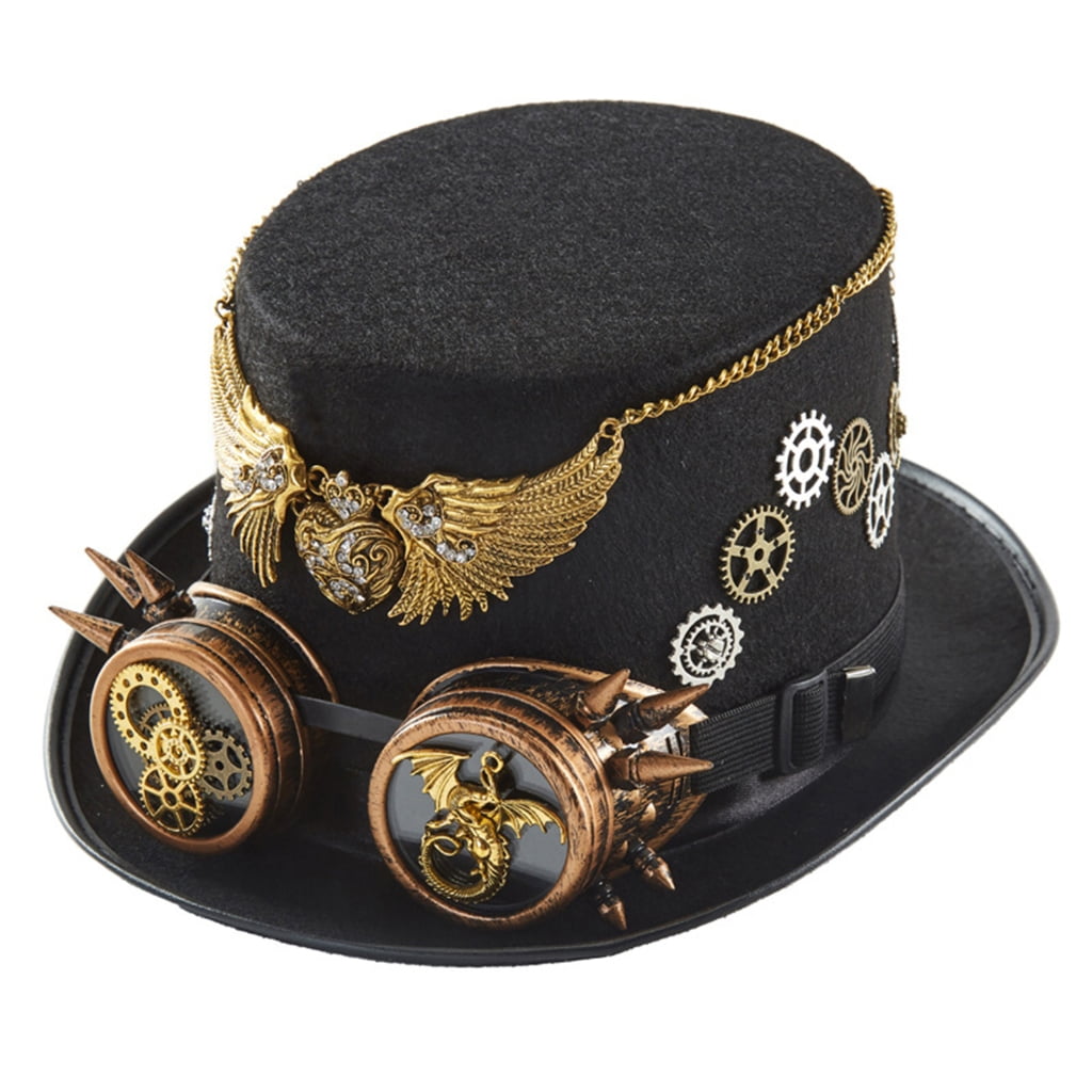 lanema Steampunk Hat With Goggles Steampunk Top Hat Steampunk Time ...