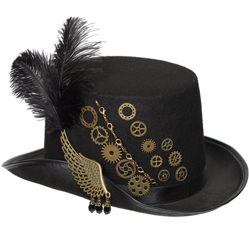 lanema Steampunk Top Hat With Gears Steampunk Fedora Hat Bowler Hat Gay ...
