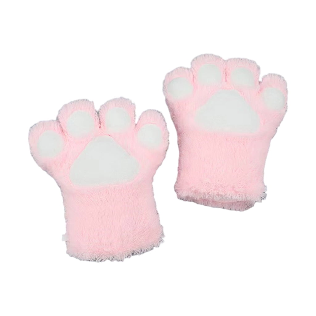 lanema Students Kittens Paw Gloves Mittens Winter Plush Cute Cartoon ...