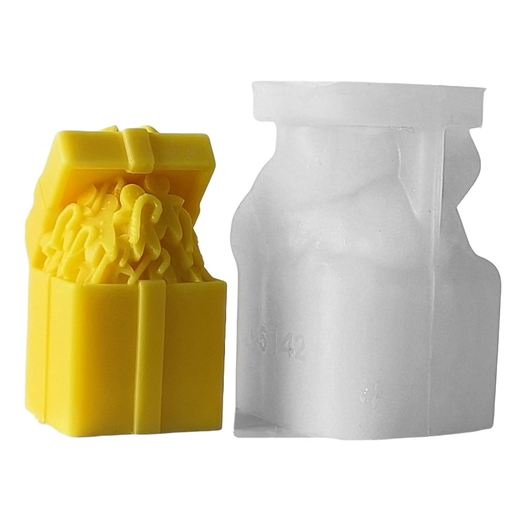 lanema Sturdy Clear Detailed Silicone Gift Box Candle Mold for Birthday ...