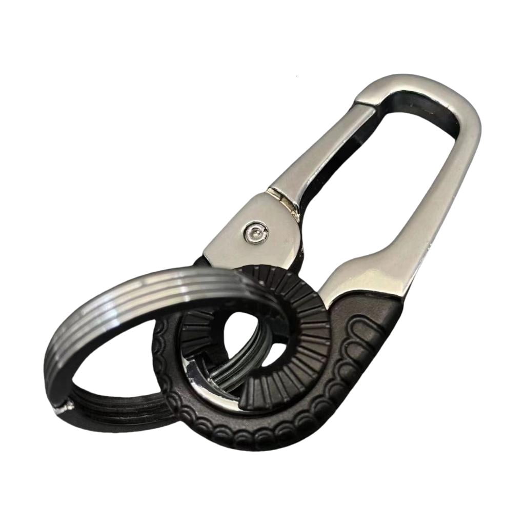 lanema Stylish Men Keychain Hook Double Rings Carabiner Rotating Clasp ...