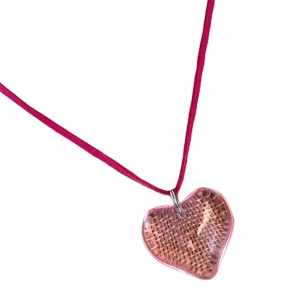 lanema Trendy Heart Shaped Glass Choker Necklace Versatile Use Glass ...