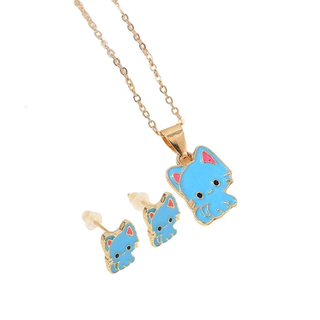 lanema Unique Cats Ear Jewelry Pendant Necklace Cartoon Cats Ear Studs ...