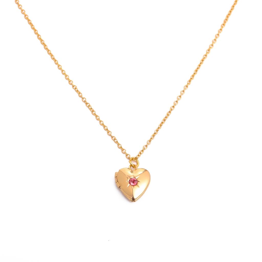 lanema Unique Heart Photo Locket Metallic Birthstone Heart Locket ...