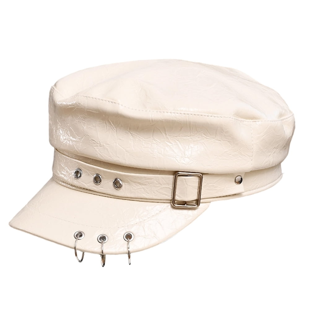 lanema Unisex Gothic vintage Beret Cap PU Cap Easy Clean Practical ...