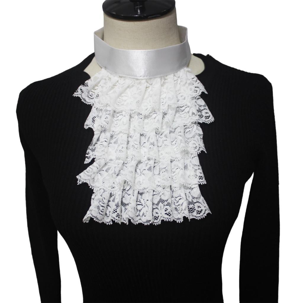 lanema Victorians Colonial Jabot Collar Punk 4 Layered Ruffle Lace ...
