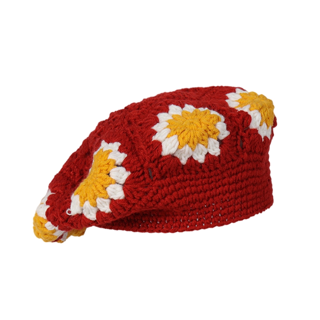 lanema Vintage Floral Painter Hat Granny-square Beret Painter Cap ...