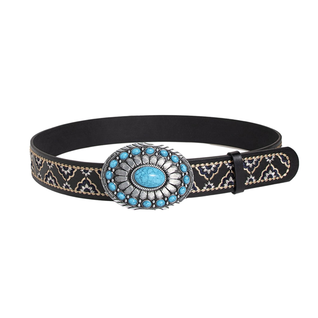 lanema Vintage Lady Belt Pants Belt Turquoise Buckle Cowboy Belt Party ...