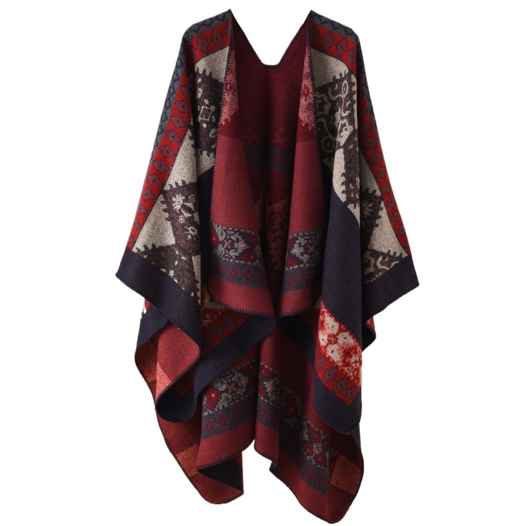 lanema Vintage Mexico Poncho Shawl Ethnic Geometric Pattern Shawl Wrap ...