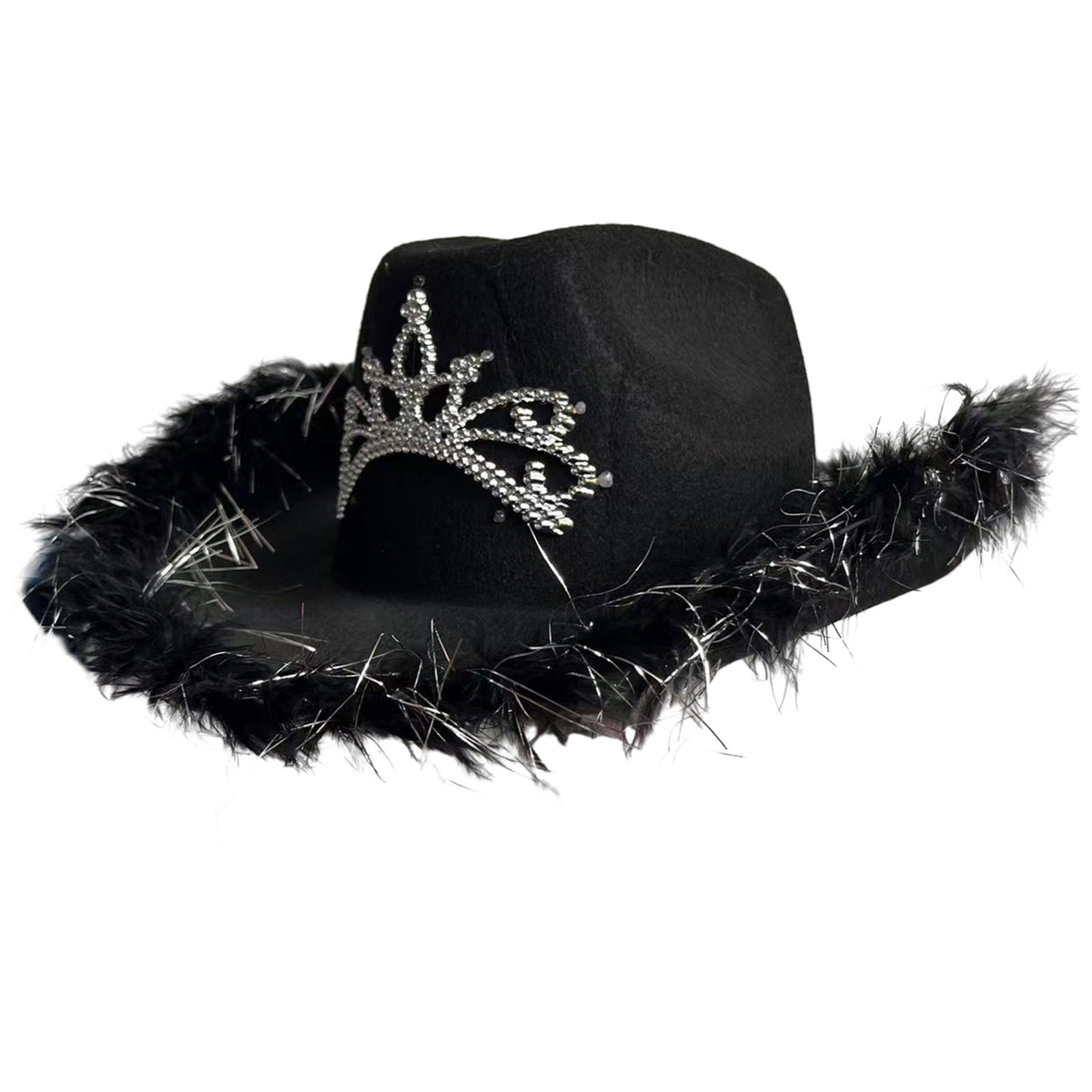 lanema Vintage Style Feather Tinsel Brim Hat Cowboy Western Style ...