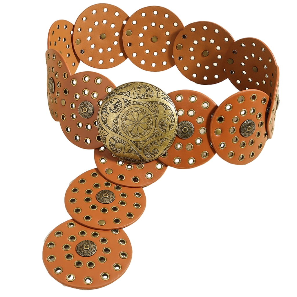 lanema Women Belt Round Buckle PULeather Hollowed Out Wide Belt for ...