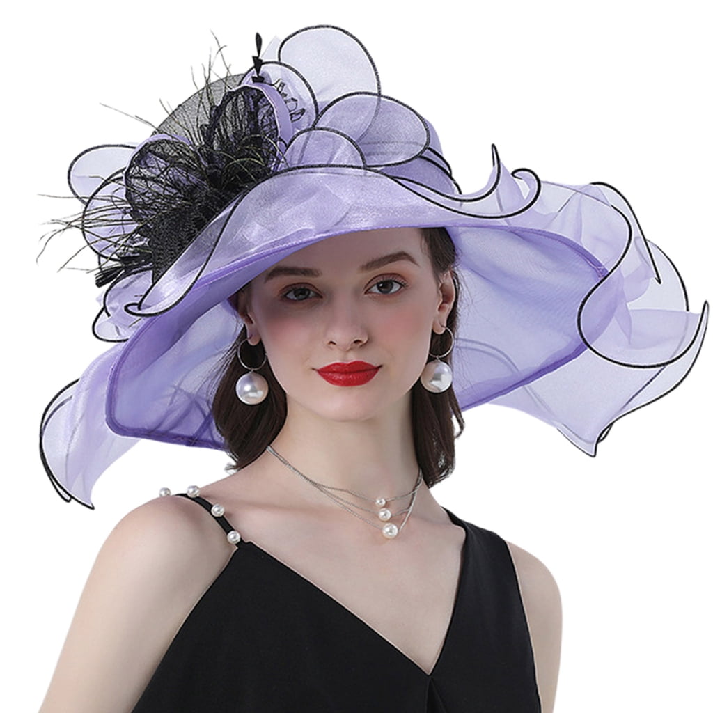 lanema Women Bowler Hat Fascinator Outdoor Summer Organza Bowknot Hat ...