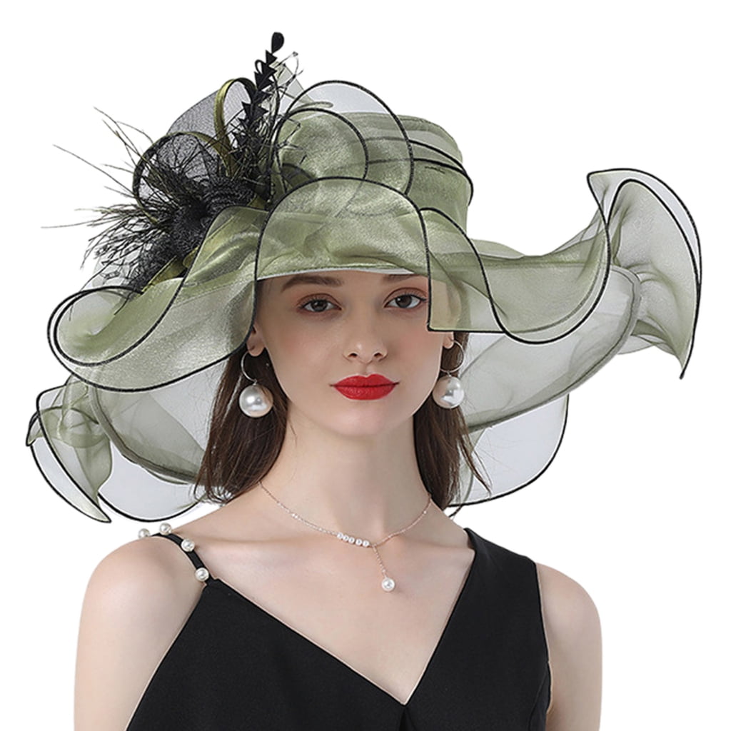lanema Women Bowler Hat Fascinator Outdoor Summer Organza Bowknot Hat ...
