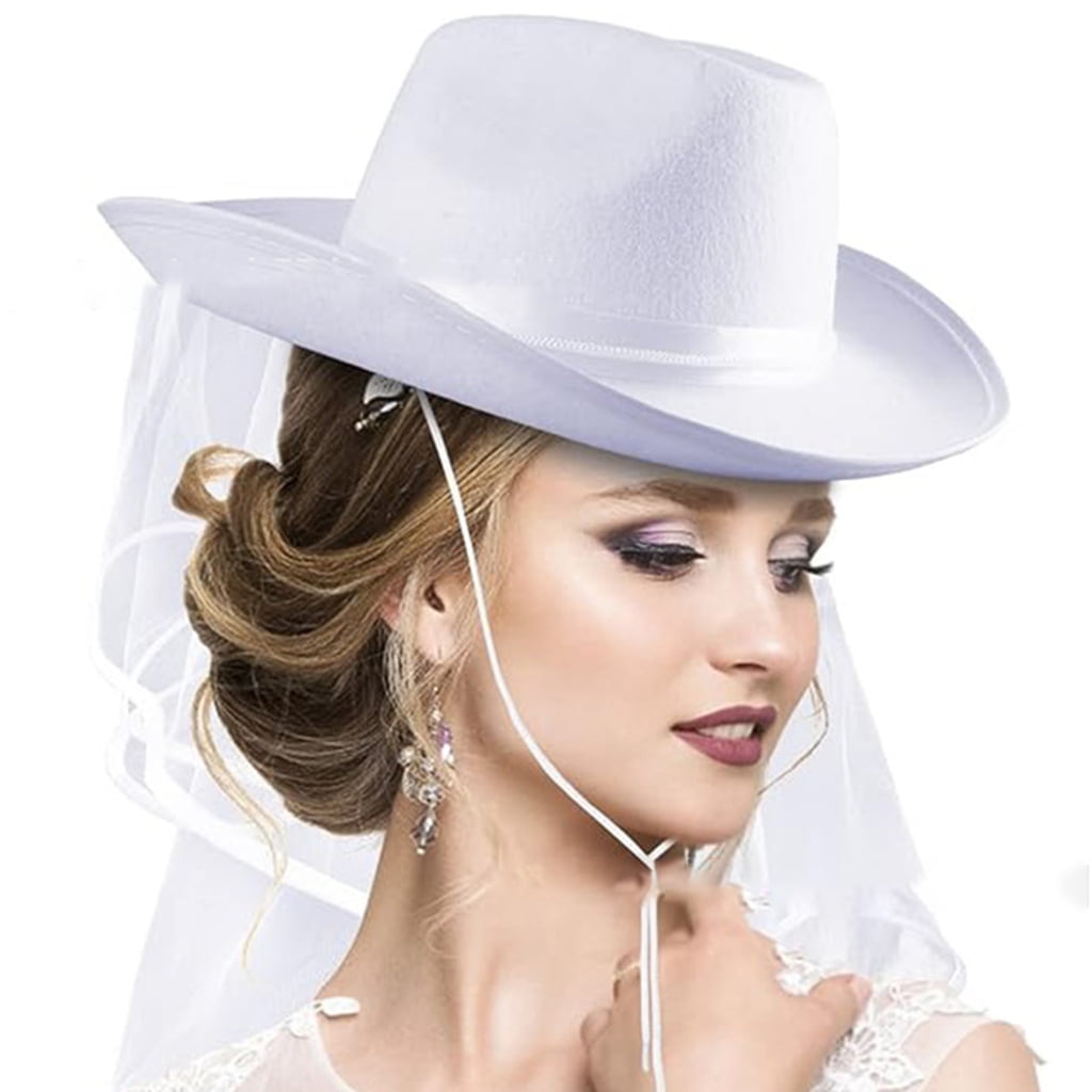 lanema Womens Cowboy Hat Western Cowgirl Hats Bride Wedding Hat Party ...