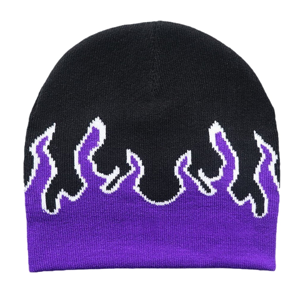 lanema Y2K Beanies Flame Beanie Knit Fire Flame Beanie Skullies Beanie ...