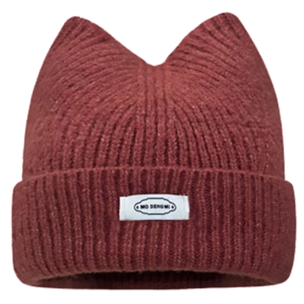 lanema Y2k Cat Ear Beanie for Adult Harajuku Letter Decals Beanie ...