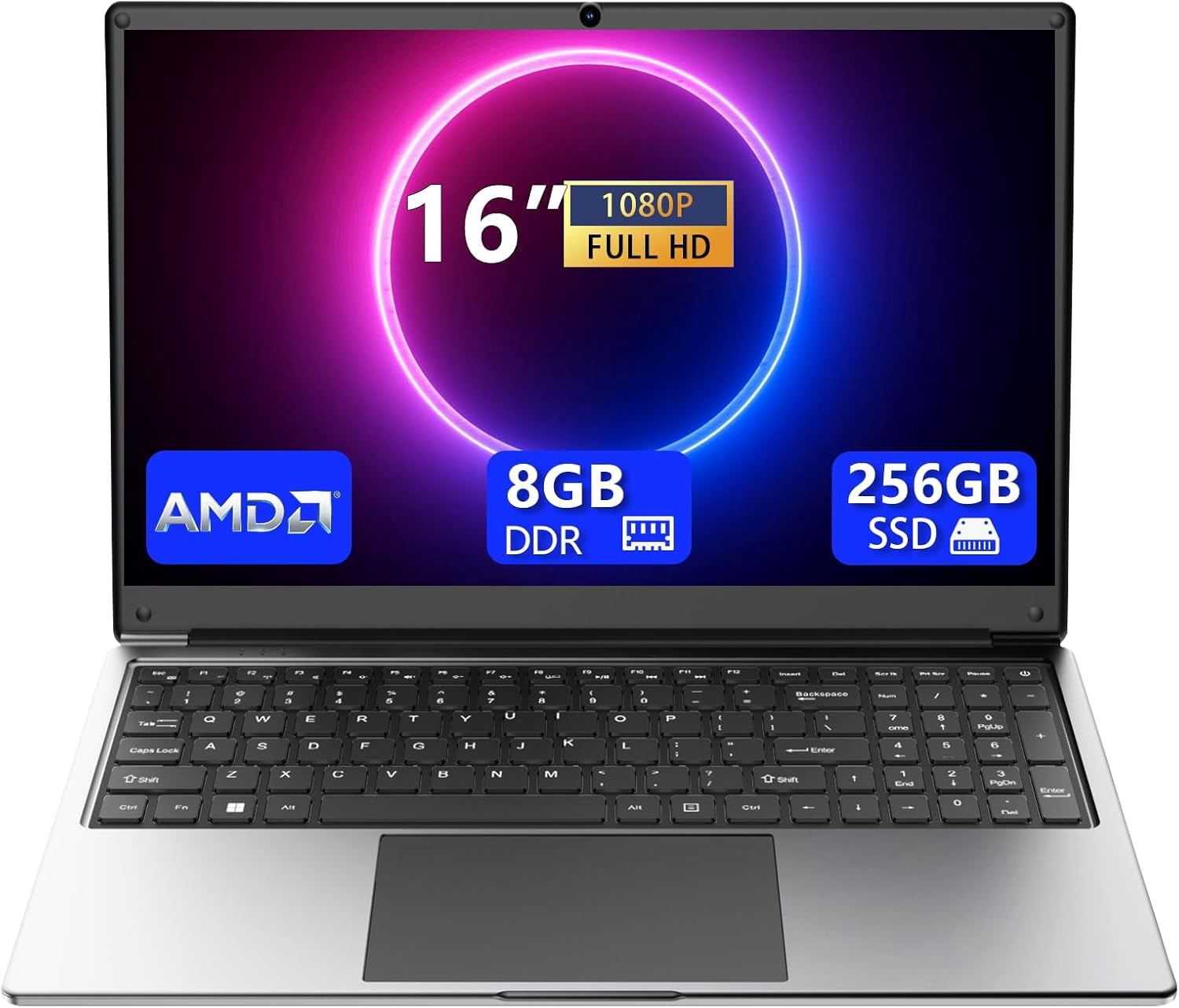 laptop 16-inch 8GB DDR 256GB SSD portable laptop computer, expandable ...