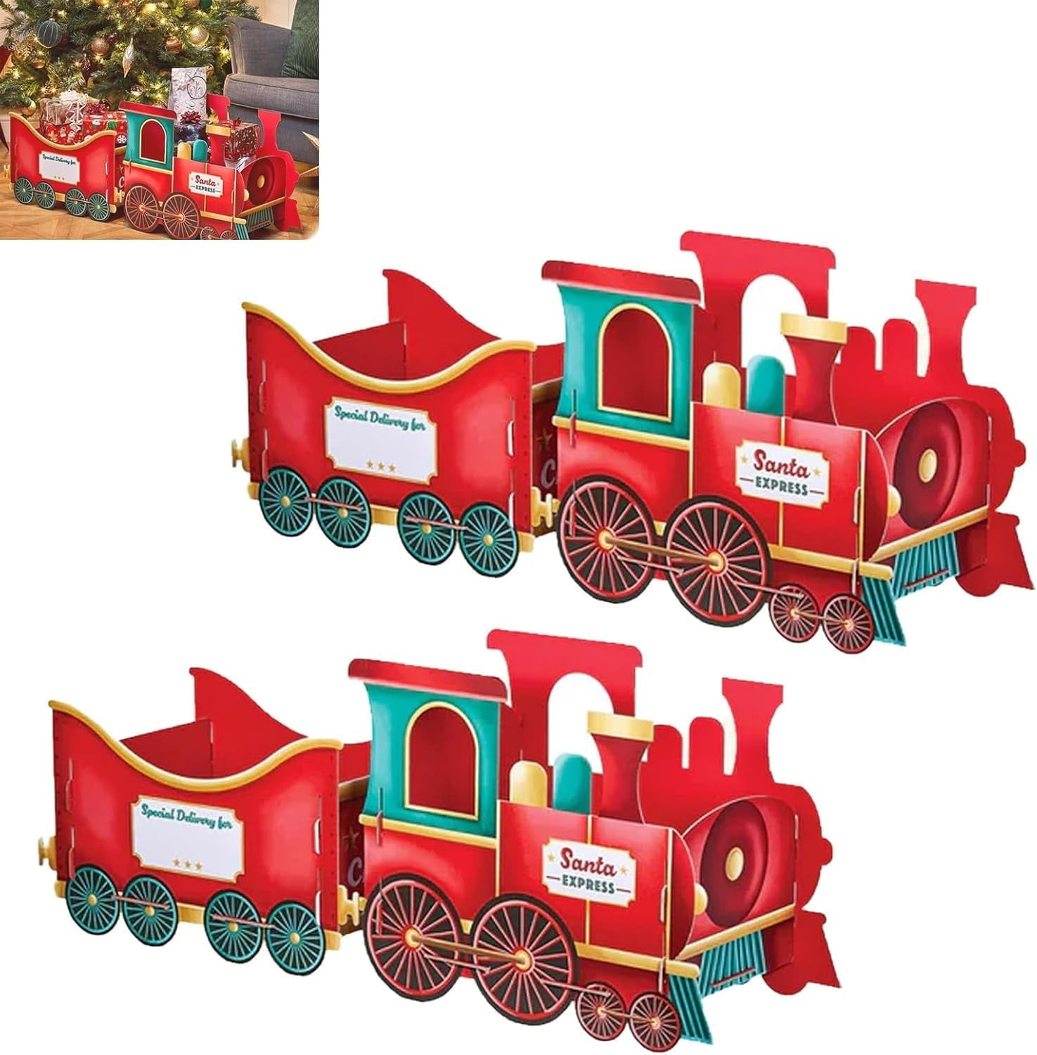 laqbezok 2pcs Christmas Trains for Presents, 23" DIY Santa’s Gift Train ...
