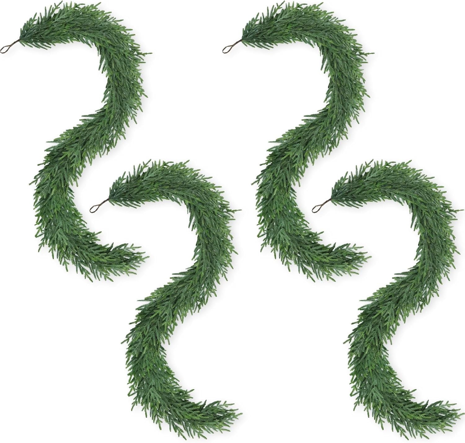 HaCpiu 6ft Christmas Pine Garland, 4 Pcs Real Touch Pine Garland ...