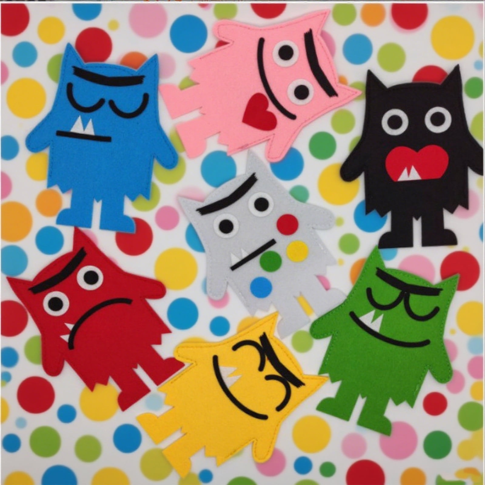 laqbezok 7Pcs Color Monster Hand Puppets Set, My Emotional Little ...