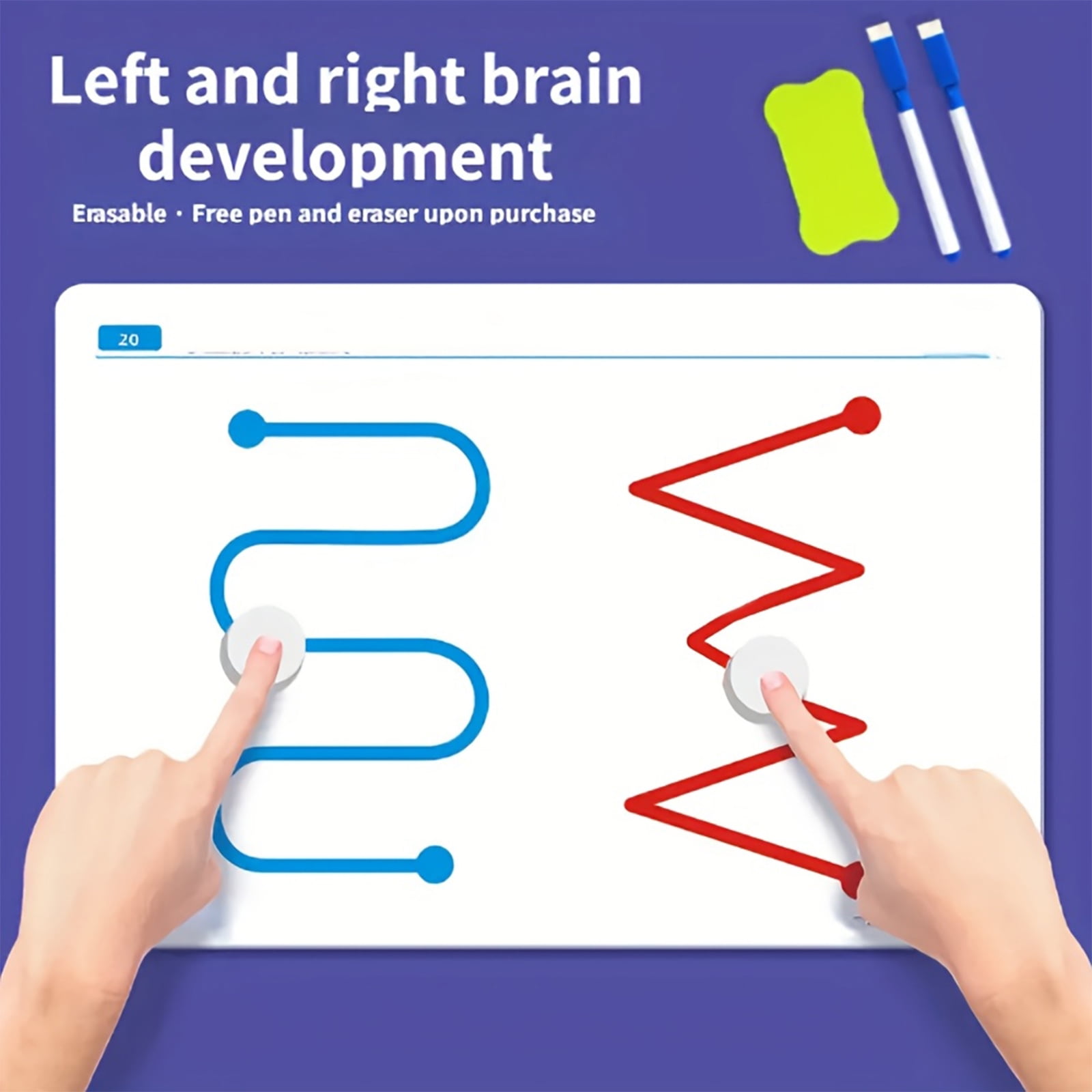 laqbezok Brain Training Card Set - 20 Game Cards 2 Pens 1 Eraser ...