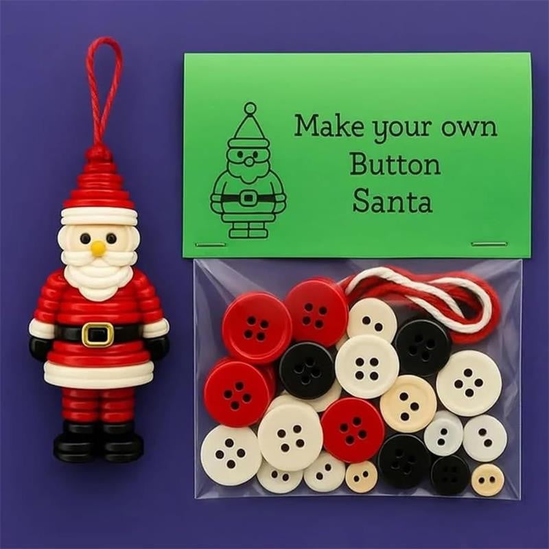 laqbezok Button Santa Ornament Kit, Fun Christmas Buttons Crafts Making ...