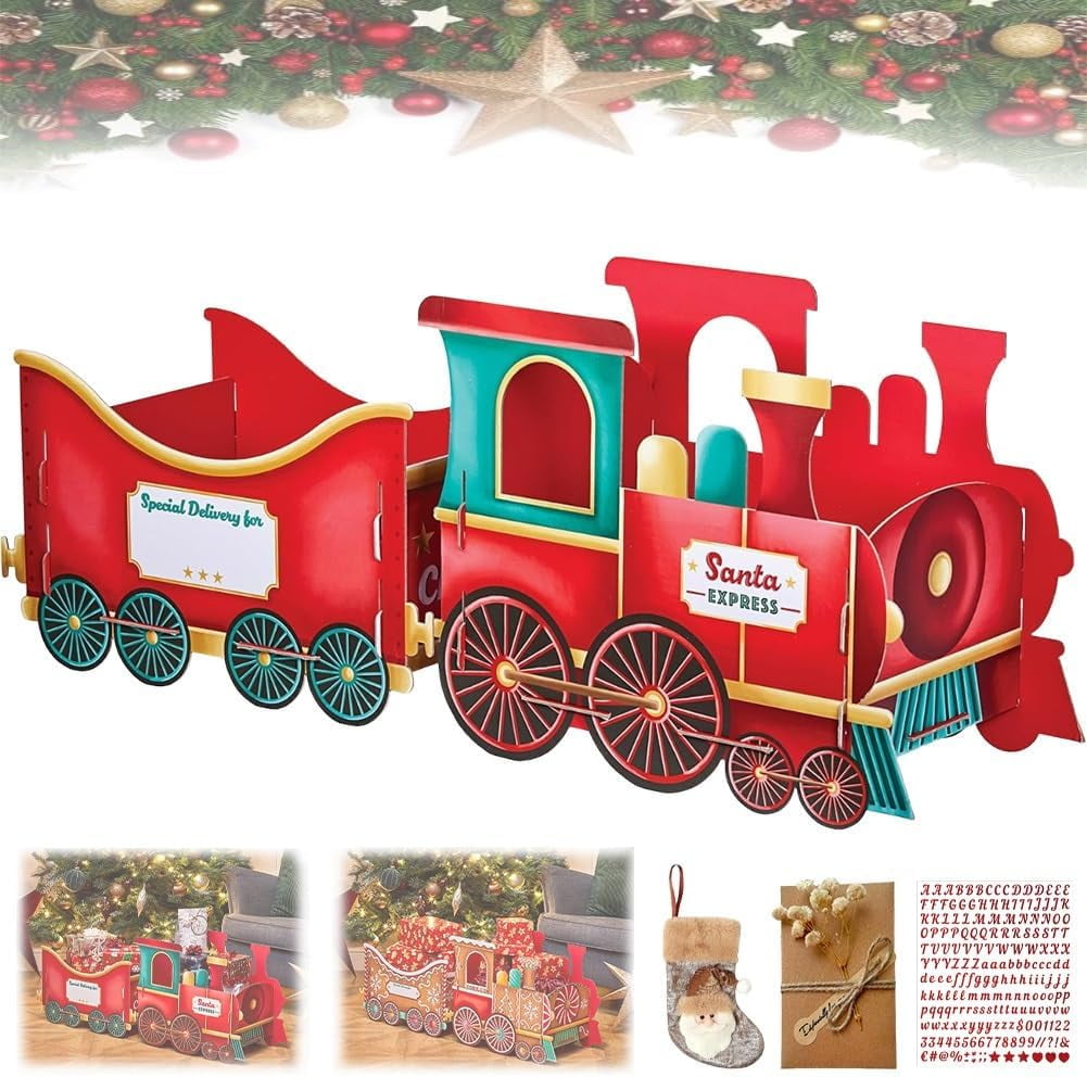 laqbezok Christmas Presents Trains, 23" Christmas Train Gift Holder ...