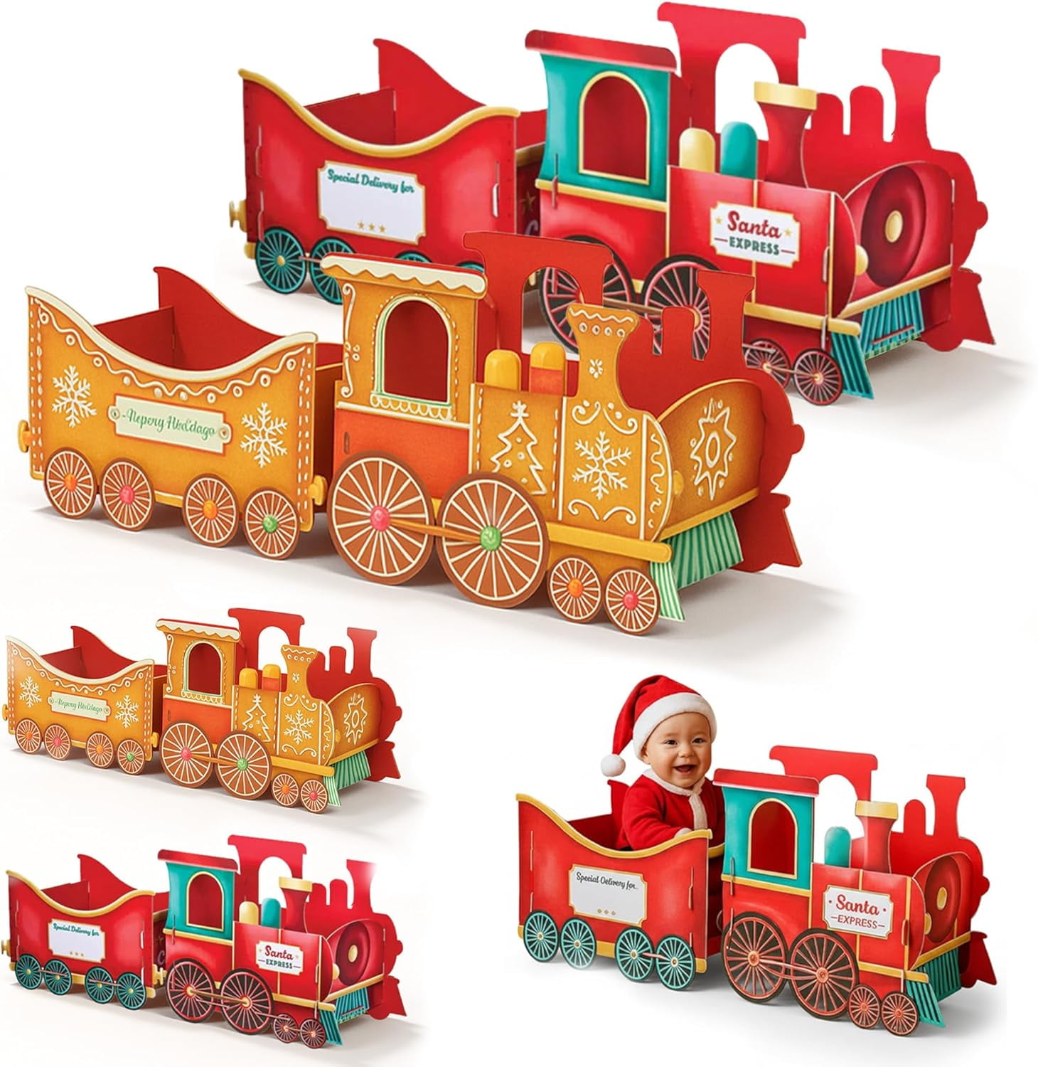 laqbezok Christmas Train for Presents, Ginger-bread Style Train Set for ...