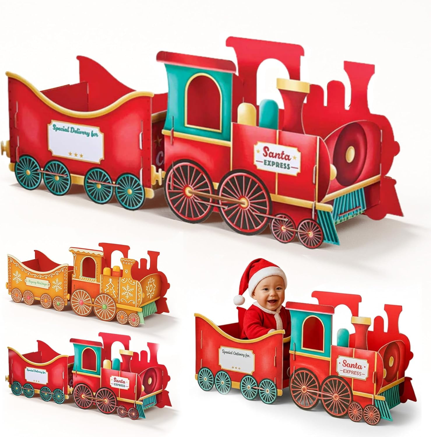 laqbezok Christmas Train for Presents, Ginger-bread Style Train Set for ...