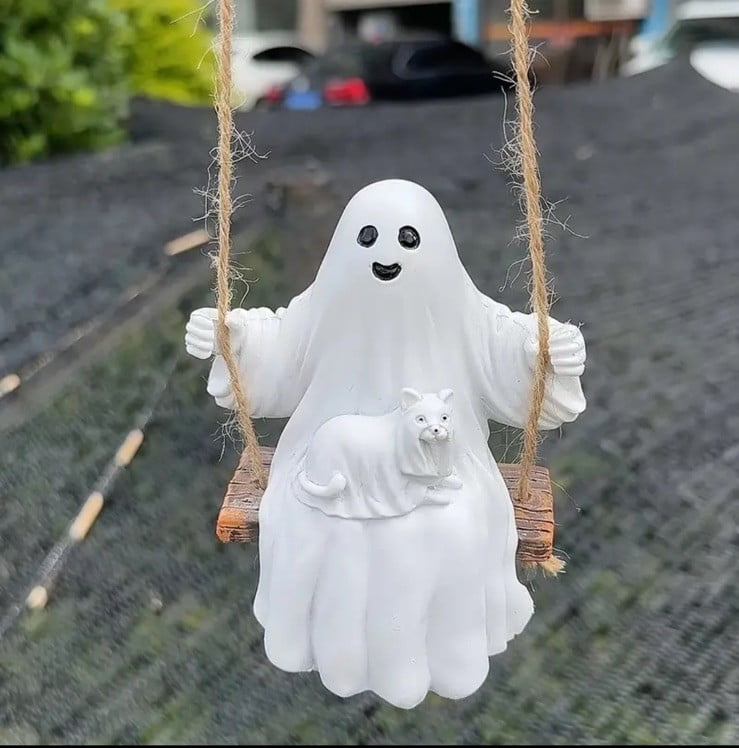 laqbezok Halloween Swing Ghost Figurine, Resin Swing Ghost Statue ...