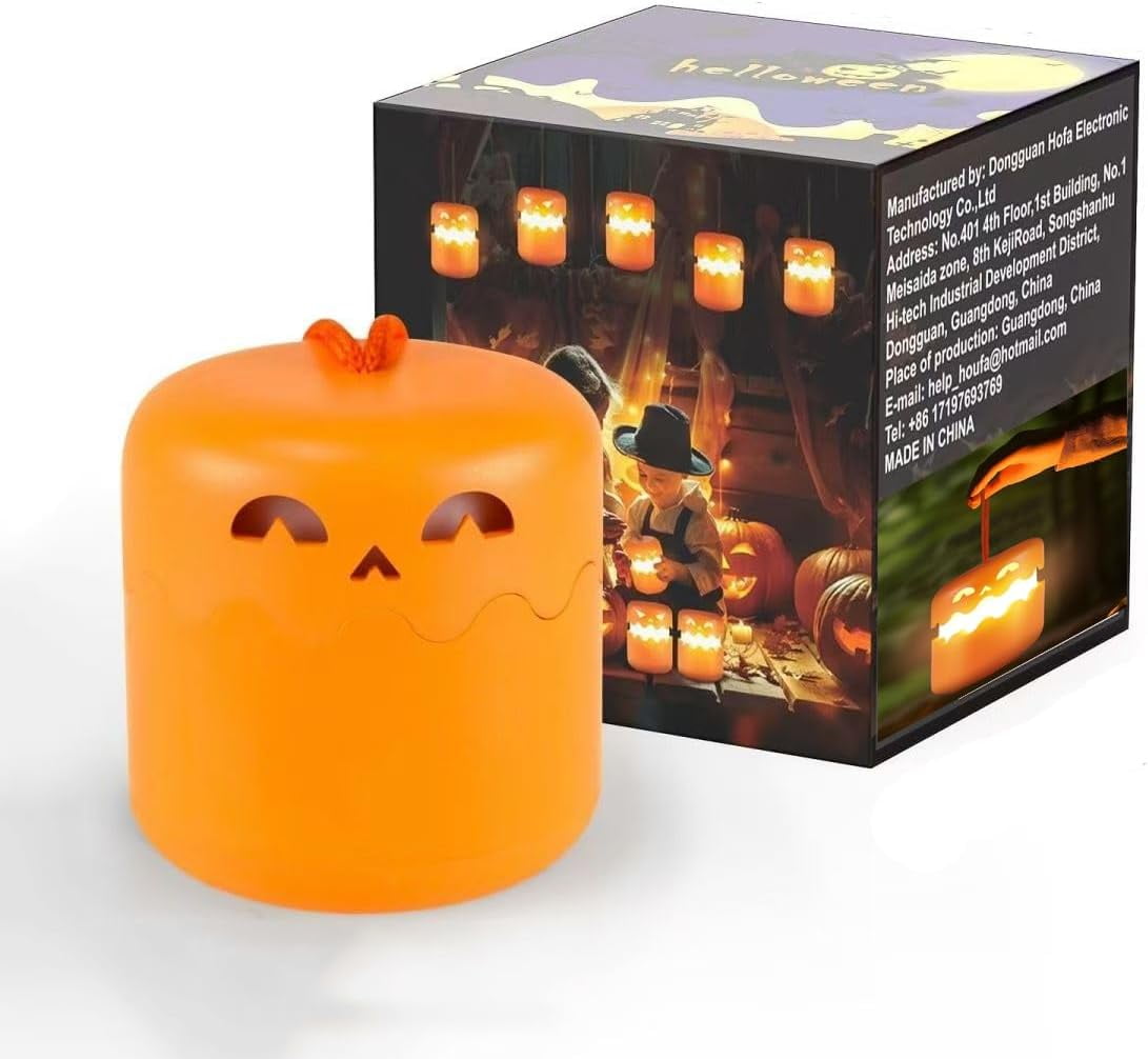 laqbezok Portable Halloween Pumpkin Lights with Lanyard - Orange ...