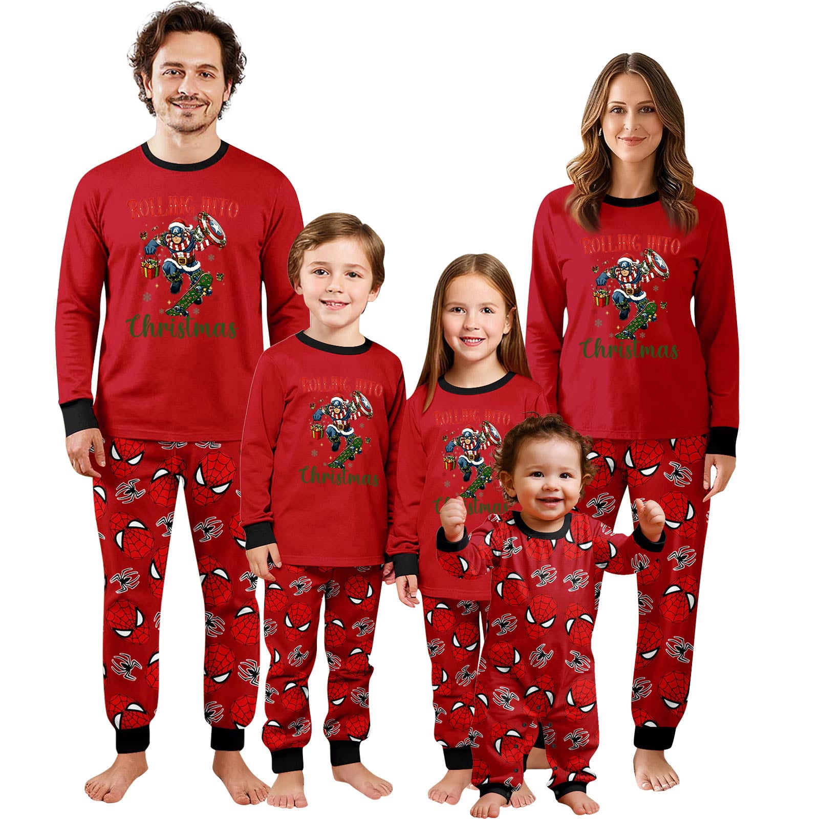 laqbezok Spider Hero Family Christmas Pajamas Set, Red Cool Superhero ...