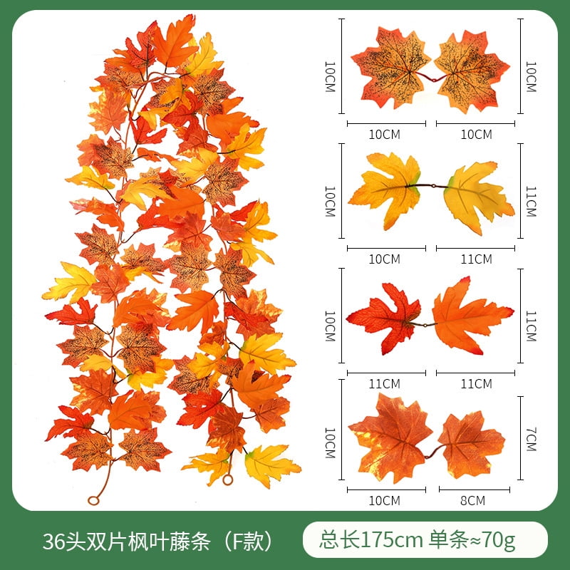 laqbezok Yellow Maple Leaf Vines, Artificial Autumn Garland with Fake ...