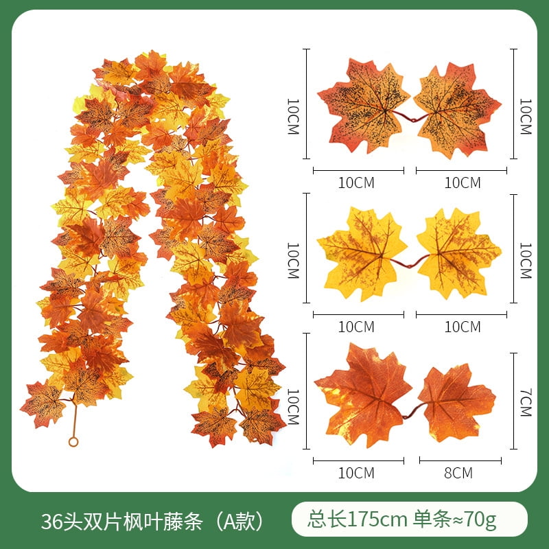 laqbezok Yellow Maple Leaf Vines, Artificial Autumn Garland with Fake ...