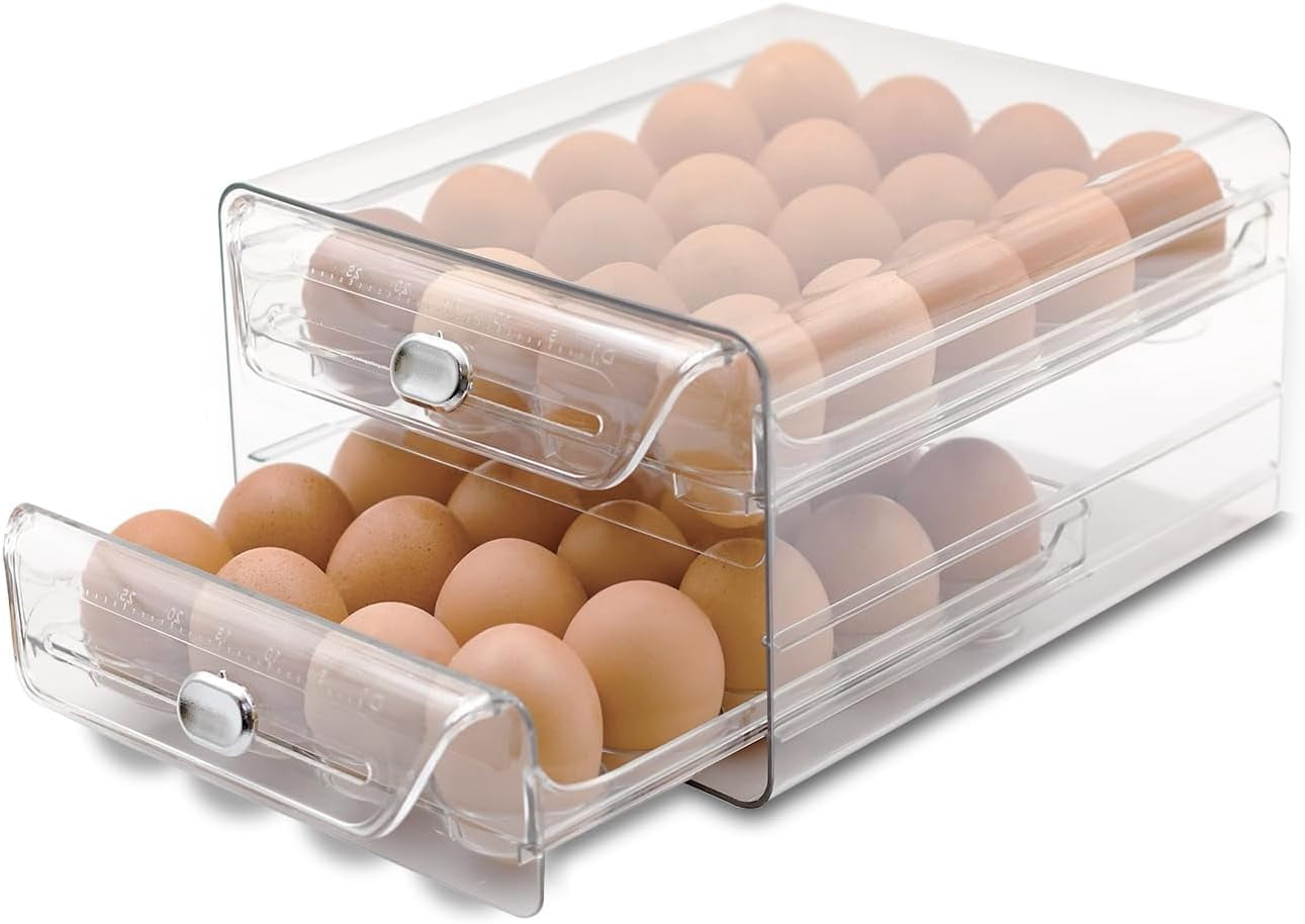large 40 Egg Holder for Fridge with Drawers, Egg Organizer for ...