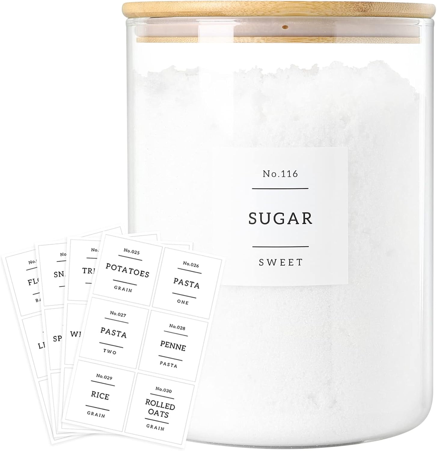 large glass flour and sugar containers jars with bamboo airtight lid ...